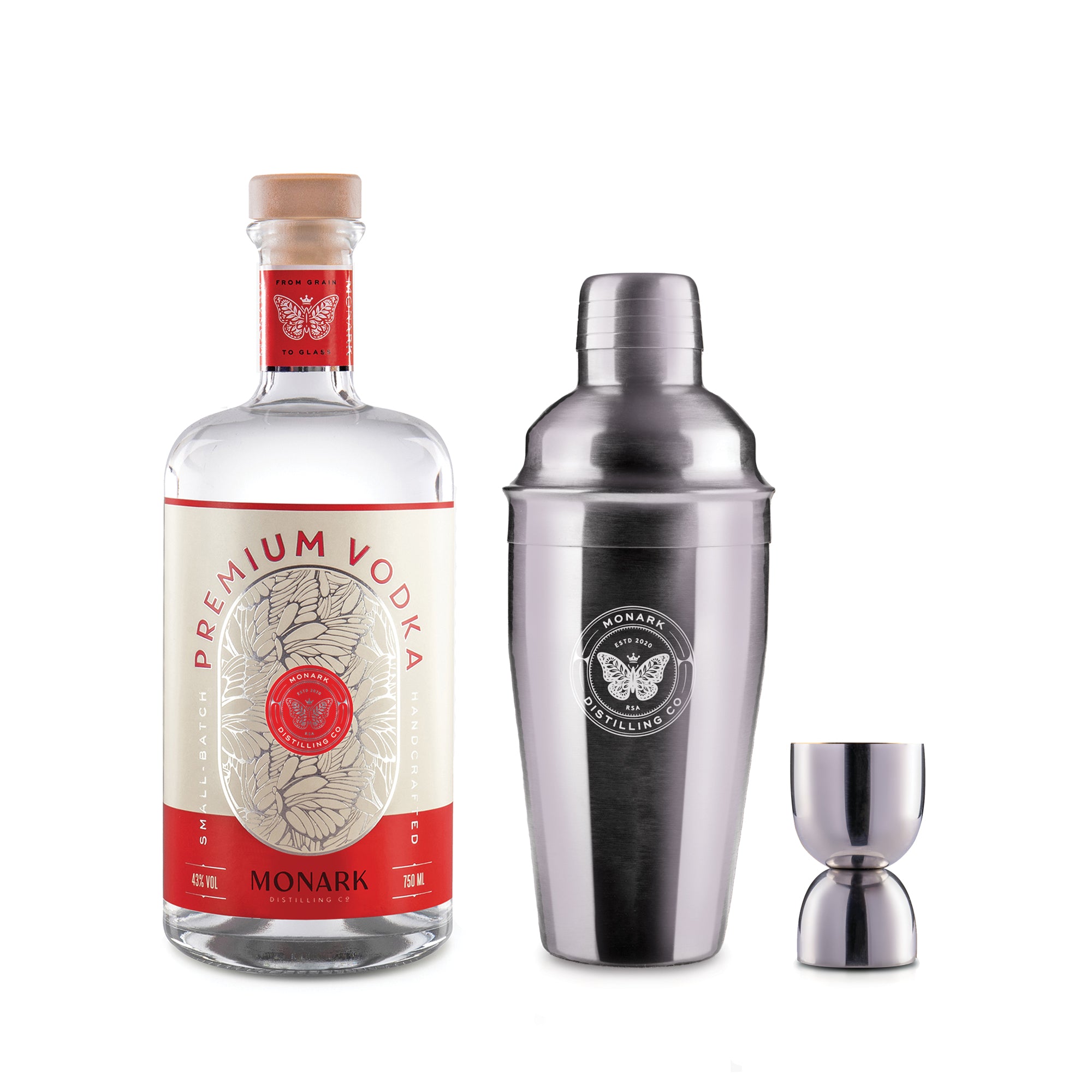 Premium Vodka 750ml & Silver Barware Set – Monark Distilling Co.