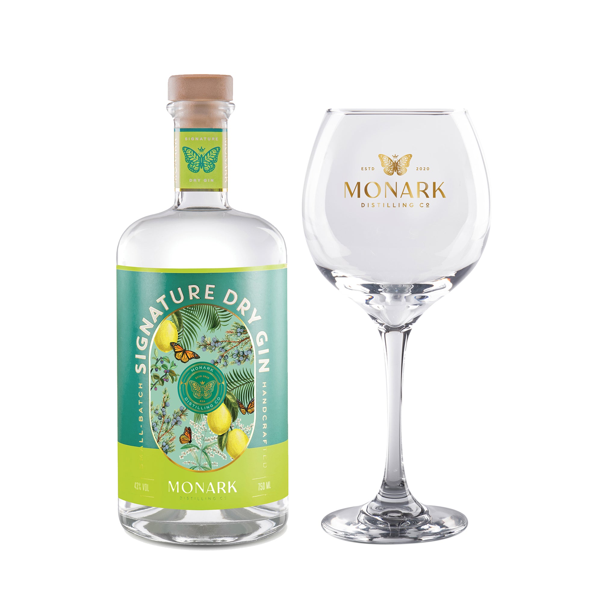 Signature Dry Gin 750ml & Glass – Monark Distilling Co.