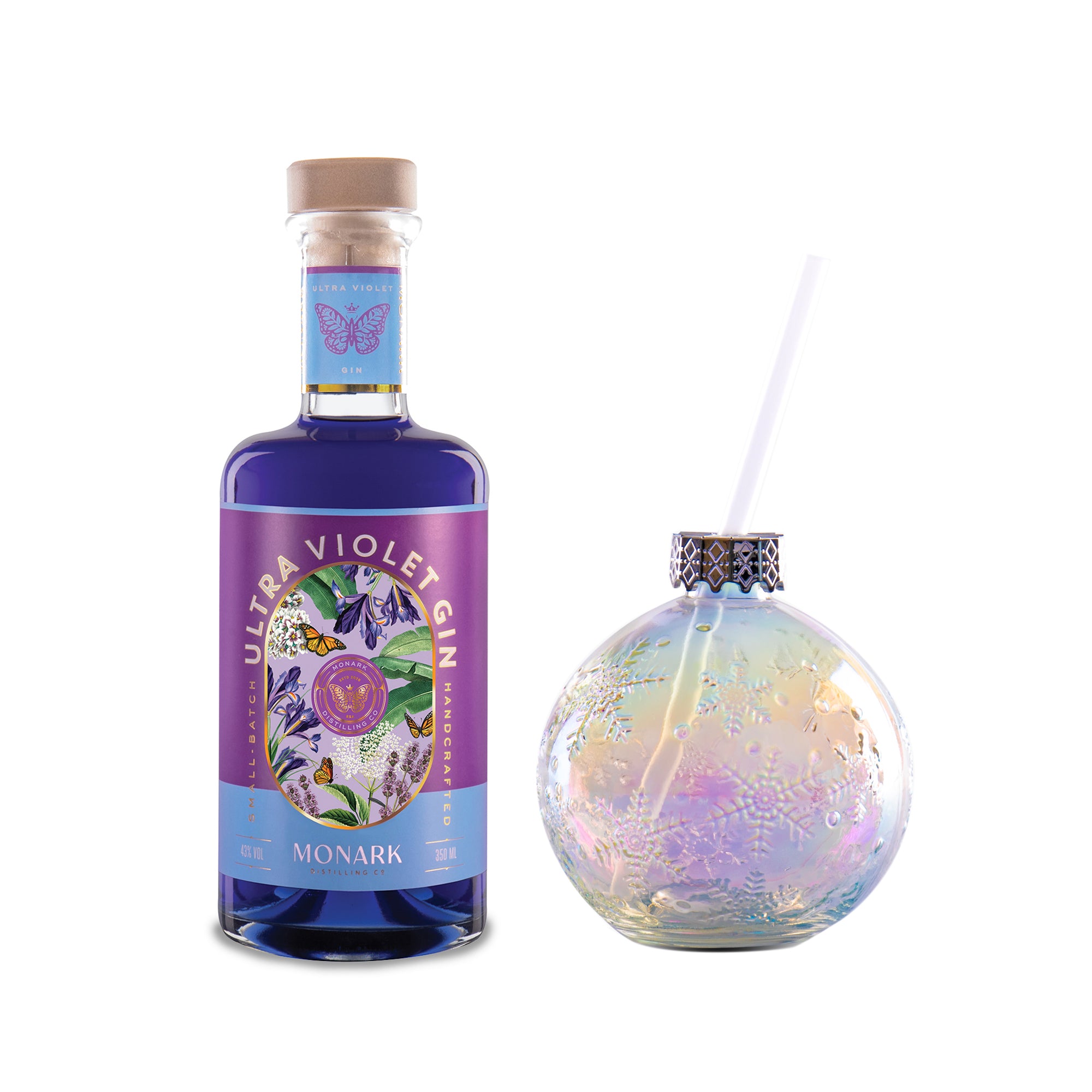 Ultra Violet Gin 375ml & Bauble Iridescent Glass – Monark Distilling Co.